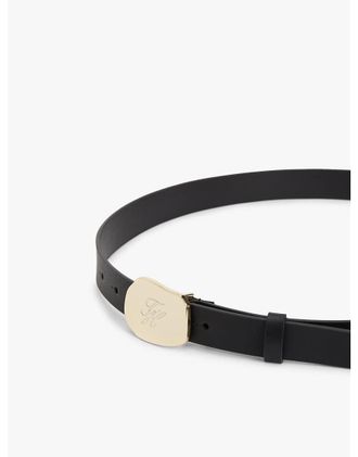 Tommy Hilfiger Lederg&uuml;rtel in Schwarz mit abstrakter Logoplakette
