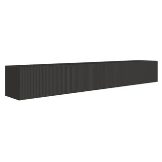 Selsey TV-Lowboard H&auml;ngend 200 cm Mattes Schwarz 4 Ger&auml;umige F&auml;cher Elegante Gepr&auml;gte Front Laminierter Korpus MDF Front Robust ABS Kanten F&uuml;r Fernsehzubeh&ouml;r