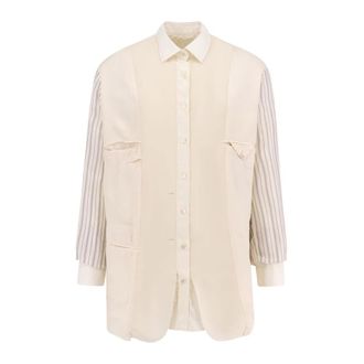Maison Margiela Wei&szlig;e Fransige Button-Up Strickjacke - - Blouses & Shirts - Herren - Beige - S