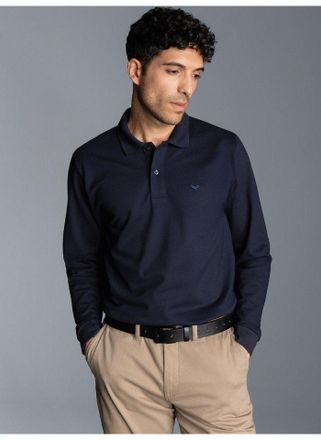 Trigema Poloshirt TRIGEMA Langarm Poloshirt mit Armbündchen (1-tlg)