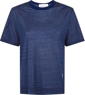 Ami Femme, Tops, Bleu, Taille: 38 FR T-shirt ray&eacute; coupe classique avec &eacute;cusson Ami de Coeur