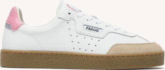Faguo Baskets cuir et su&egrave;de blanc et rose gris&eacute; - LUMBO