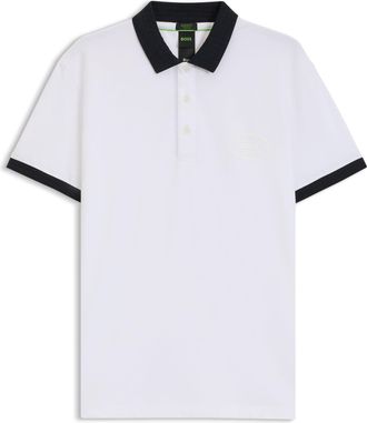 BOSS Herren Polo GL Feuchtigkeitsableitendes Poloshirt aus elastischem Baumwoll-Mix mit Piqu&eacute;-Struktur Wei&szlig; XL