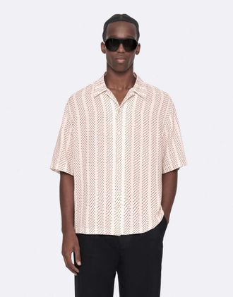 AllSaints Quasar chemise &agrave; manches courtes en ivoire/rouge-Multicolore