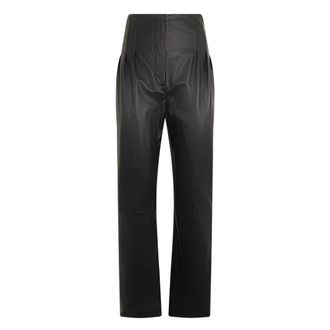 Alberta Ferretti Lederhose mit Falten - - Trousers - Damen - Schwarzk - S