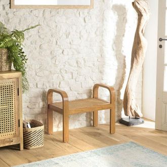 Macabane Macabane - lauren - Tabouret 1 place bois de Mindi et rotin naturel