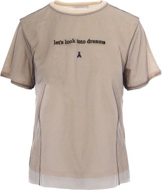 Patrizia Pepe Femme, Tops, Beige, Taille: 38 FR Haut Brod&eacute; &agrave; Manches Courtes