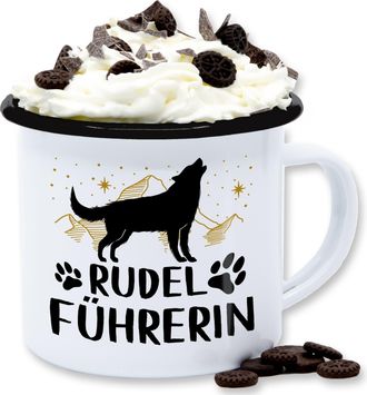 Shirtracer Emaille Tasse Blechtasse - Statement - Rudelführerin - 300 ml - Weiß Schwarz - statements hund frohes neues jahr hunde new year hundemotiv mit