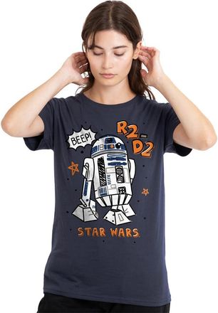 Star Wars R2D2 Marker Ladies T Shirt, Deep Navy, Medium