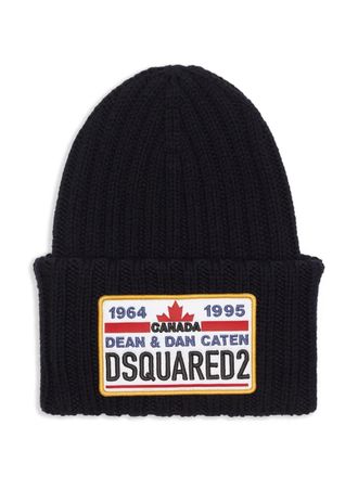 Dsquared2 bonnet en maille nervurée - Noir
