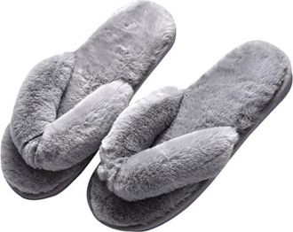 Generic Pantoufles pour femme - Pour fasciite plantaire - Soutien de la vo&ucirc;te plantaire - Coupe large - Doubl&eacute;es en polaire, gris, 36 EU