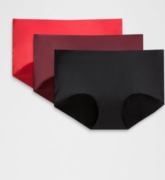 lululemon Culotte InvisiWear taille mi-haute Trio pour Femmes - Noir/Rouge/Burgundy - Taille XL