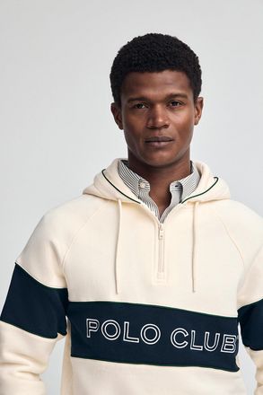 Polo Club Sweatshirt ecru mit halbem Rei&szlig;verschluss und Polo Club-Logo