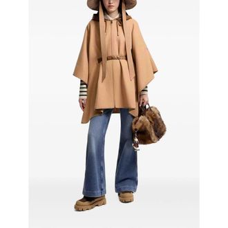 Moncler Felted Virgin Wool Blend Cape - Beige