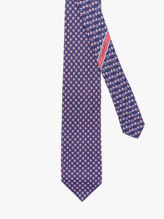 Ferragamo Mens Silk Tie Cyrus Blue Ties & Bow
