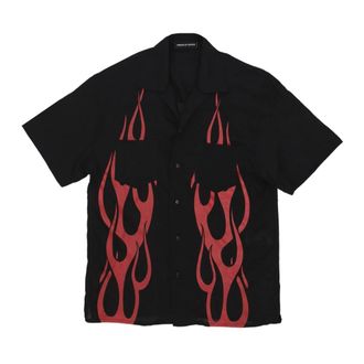 Vision Of Super Flames All Over Short Sleeve Shirt - - Shirts - Herren - Schwarzk - XS