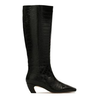 Kazar Schwarze Stiefel mit Tiermotiv auf Kitten-Abs&auml;tzen - - Shoes - Damen - Schwarzk - 38 EU