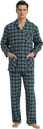 Global Homme Pyjama Flanelle | Ensembles de Pyjama Homme Coton | Vêtements de Nuit Haut Deux Pièces Chaud |Pyjama Sets Boutonnés à Manches Longues | Loungewe