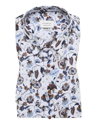 Eterna B&uuml;gelfreies Kurzarmhemd aus Baumwolle mit Blumenprint, Modern Fit in