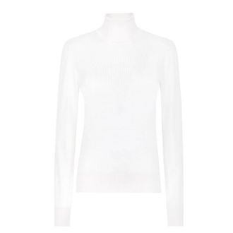 Dolce & Gabbana Femme, Pulls, Blanc, Taille: 38 FR Pull &agrave; col roul&eacute; en cachemire et soie, blanc optique