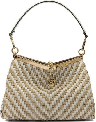 Etro Etro Hobo Bags - Compact Structured Shoulder Bag With Woven Raffia - Gr. unisize - in Beige - f&uuml;r Damen