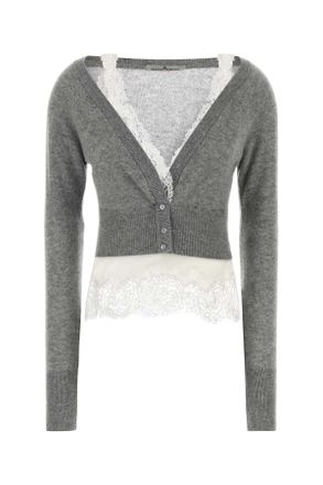 Ermanno Scervino Cashmere and Lace Cardigan - Gray