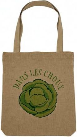 Fabulous Sac Shopping Tote Bag Aspect Lin - Dans les Choux L&eacute;gume Expression Enfant - Sac de Courses Toile Epaisse 360g Beige Naturel Cabas Port&eacute; Epaule Solide