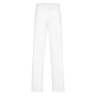Philipp Plein Homme, Pantalons, Blanc, Taille: 4XL Wool Wide Leg Pantalons