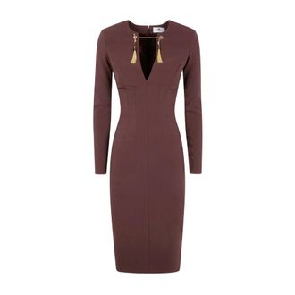 Elisabetta Franchi Femme, Robes, Brun, Taille: 40 FR Robe Avec Cha&icirc;ne Bijou