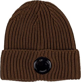 C.P. Company Wollm&uuml;tze mit Linsen-Detail vorne - - Accessories - Herren - Braun - ONE SIZE