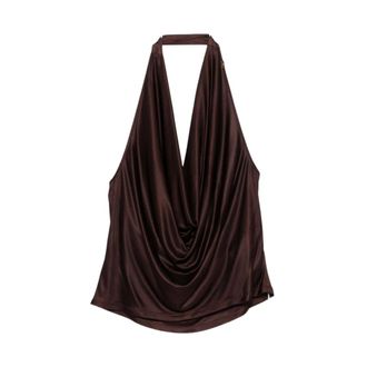 Elisabetta Franchi Femme, Tops, Brun, Taille: 36 FR Top scollo allamericana