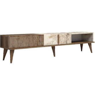 Hanah Home Meuble TV en bois Milan - 180 x 35 x 40 cm - NoyerBlanc