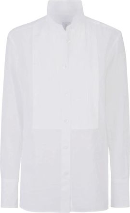 Eleventy Femme, Blouses et Chemises, Blanc, Taille: 36 FR Camicia Smoking Collo in Piedi