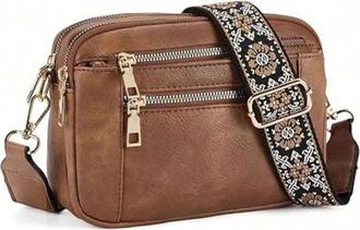 Generic Sac multifonction classique pour femme, sac à bandoulière à fermeture éclair, petit sac carré, adapté pour le bureau, marron clair, Taille unique
