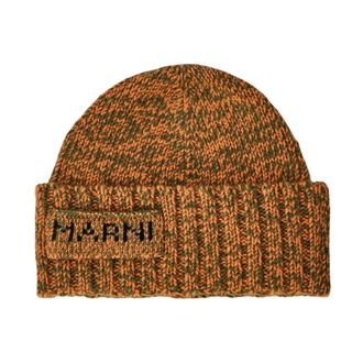Marni Bonnet en maille avec logo - Homme - Accessoires - Orange - Taille: L