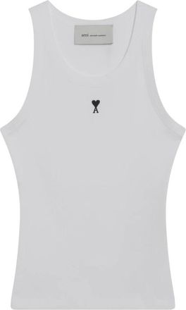 Ami Femme, Tops, Blanc, Taille: 42 FR Contrasted Logo Tanktop