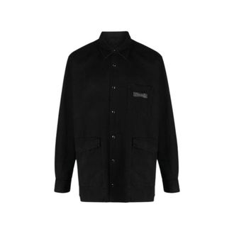 GCDS Logo-Patch Baumwollhemd - - Shirts - Herren - Schwarzk - M