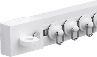 Generic Selbstklebende Decken Vorhangschiene Vorhangschiene mit Stummen Rollen M&uuml;heloses Gleiten f&uuml;r Dusch Erker RV Raumteiler Vorh&auml;nge(White (side),150cm(59.