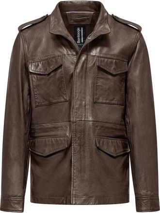 Bomboogie Homme, Vestes, Brun, Taille: L Veste de terrain en cuir v&eacute;ritable