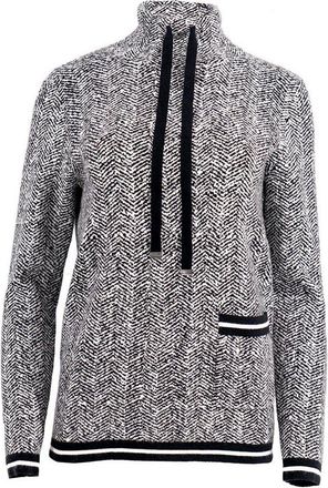 Passioni Rollkragenpullover Stehkragenpullover mit Fischgrätenmuster Streifendetails, Bindebänder am Kragen