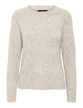 Vero Moda CURVE Damen Vmcdoffy Ls O-Neck Blouse Ga Curve Pullover, Birch/Detail:W. Melange, X-Large