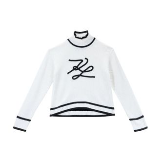 Karl Lagerfeld Femme, Pulls, Blanc, Taille: 40 FR Soutache Autograph Knit
