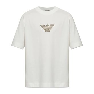 Emporio Armani Homme, Tops, Blanc, Taille: S T-shirt brod&eacute;e logo