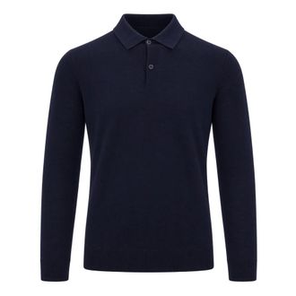Ballantyne Fein gestricktes Wollpoloshirt - - Tops - Herren - Blau - L