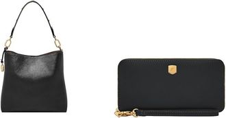 Fossil Damen Jessie Schwarze Ledertasche und Lennox Geldbörse, Set