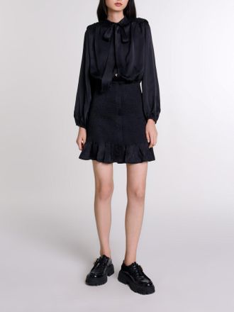 Maje Kurzes Gesmoktes Kleid - Schwarz - Gr&ouml;&szlig;e 38 - Maje