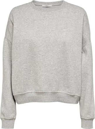 Only Onlsweat L/S Crew Oversize SWT Maillot de survêtement, Gris Clair chiné, S Femme