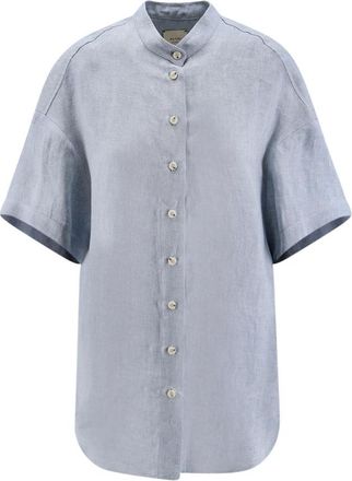 Alysi Femme, Blouses et Chemises, Bleu, Taille: 34 FR Guru Collar Shirt