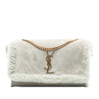 Saint Laurent Grey Medium Shearling Monogram Kate Reversible Shoulder Bag