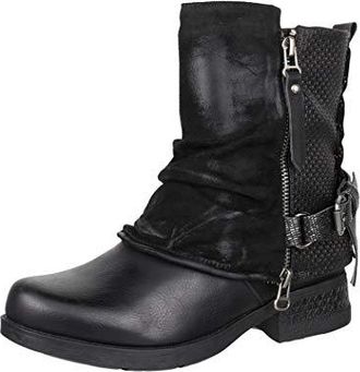 Elara Bottes Femmes Bottines de Motard Rivets Chunkyrayan 344 Black-39
